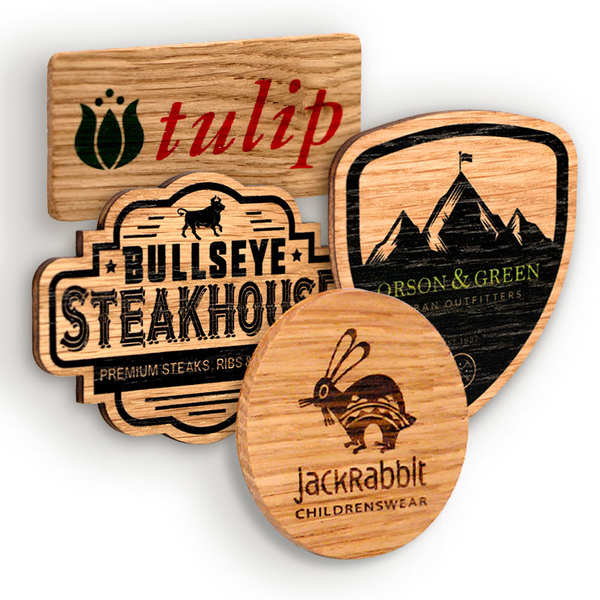 Wood Promotional Badges | Pellacraft | Promotional Merchandise