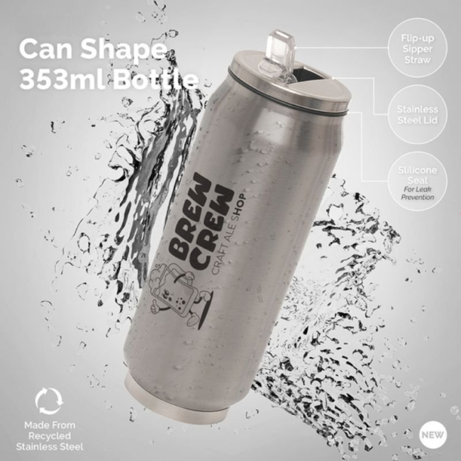 Recycled Stainless Steel Can Shaped Bottle 353ml | Pellacraft ...
