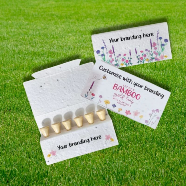 Bamboo Golf Tees in Seeded Paper Box | Pellacraft | Promotional Merchandise