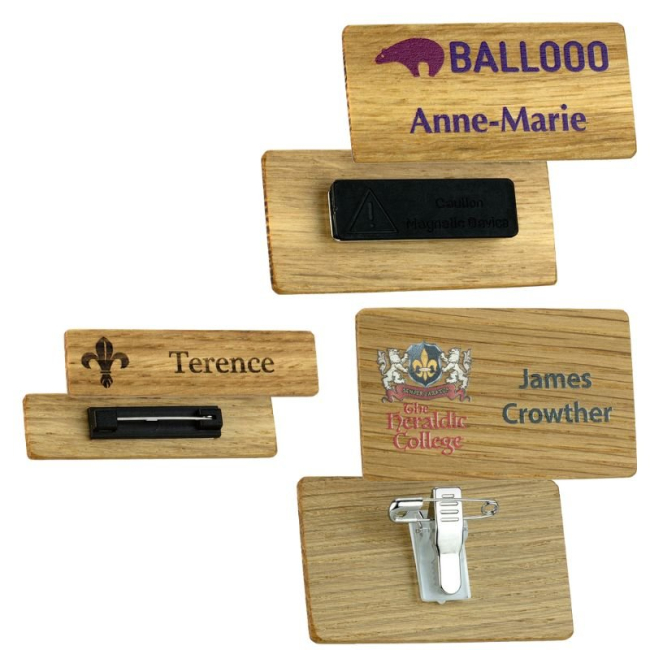 Real Wood Name Badges | Pellacraft | Promotional Merchandise