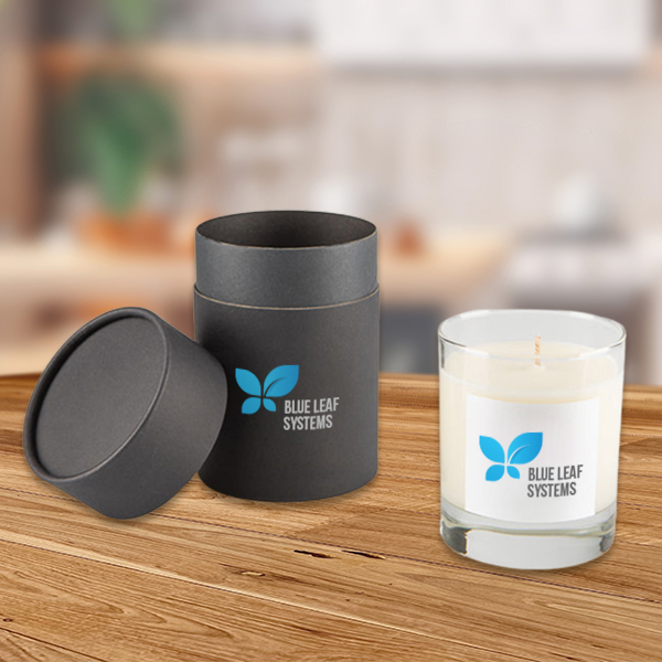 240g Clear Glass Scented Candle In A Round Black Gift Box | Pellacraft ...