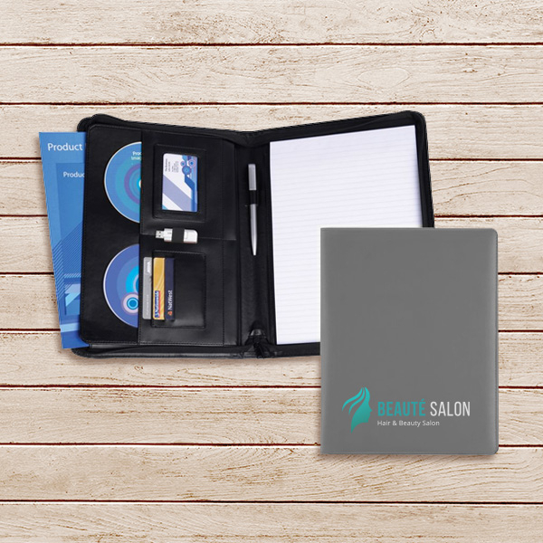 A4 Deluxe Zipped Conference Folder in Soft Touch Vegan Torino PU ...