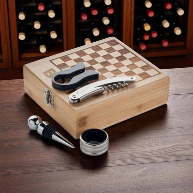 Bamboo Wine and Chess Gift Set | Pellacraft | Promotional Merchandise