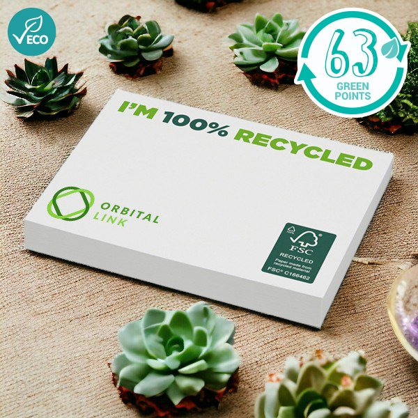 Sticky-Mate Recycled Sticky Notes 100 x 75mm | Pellacraft | Promotional ...