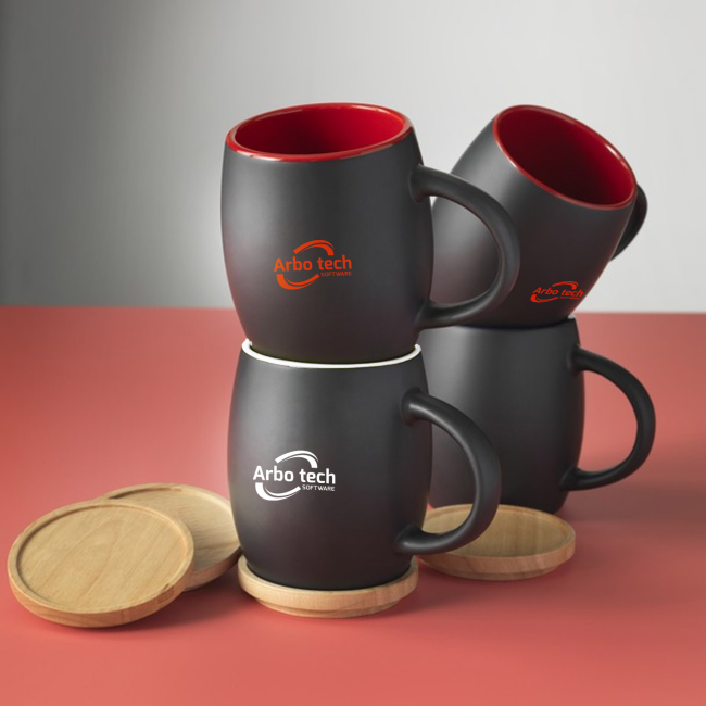 Hearth Ceramic Mug with Wooden Coaster 400ml | Pellacraft | Promotional ...
