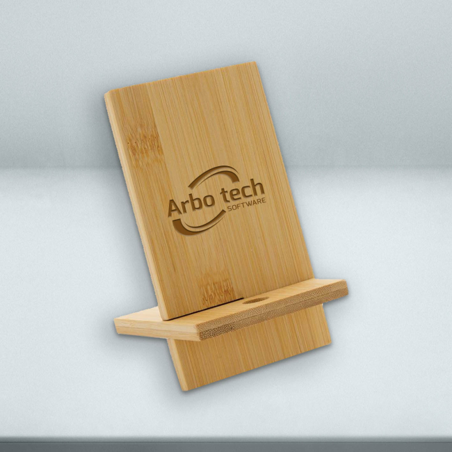 Bamboo Phone Stand In Kraft Box | Pellacraft | Promotional Merchandise