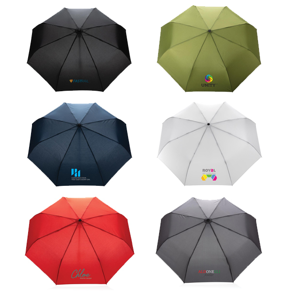 21" Impact AWARE™ RPET 190T Bamboo Auto Open/Close Umbrella ...