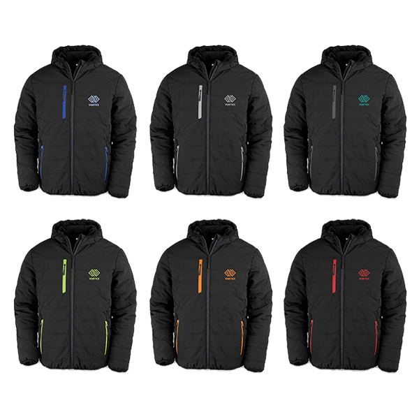 Recycled Black Compass Padded Winter Jacket | Pellacraft | Promotional ...