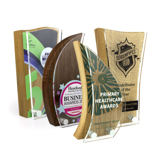 Real Wood Block Award With Acrylic Front 95 x 175mm | Pellacraft ...