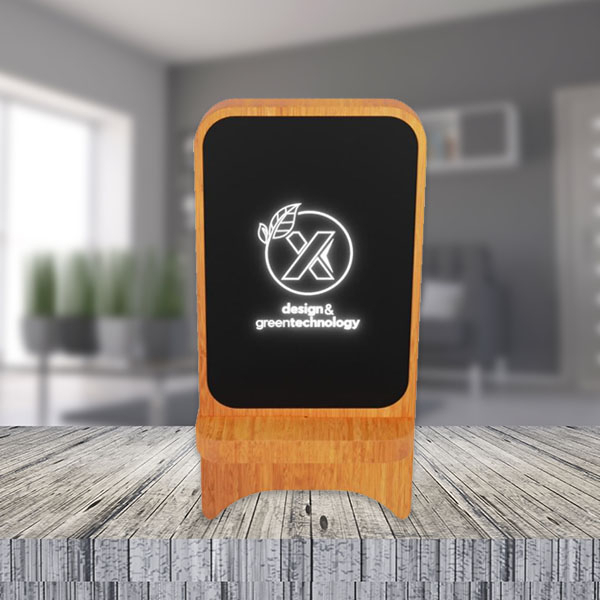 10W Light-Up Wireless Wooden Stand | Pellacraft | Promotional Merchandise